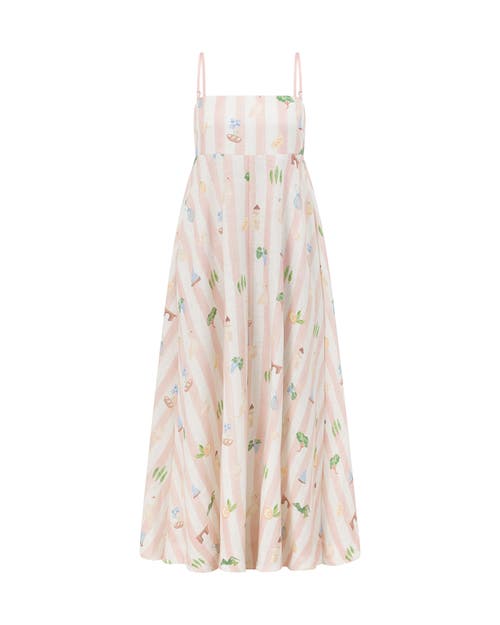 SMWR. BY THE SOMEWHERE CO Striped Linen Maxi Dress